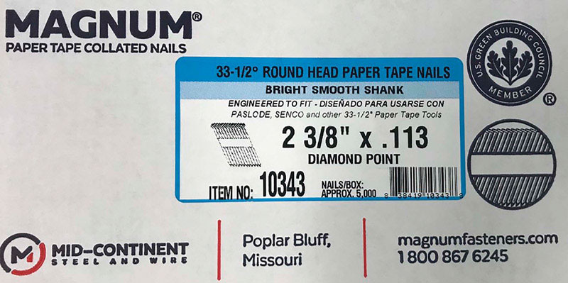 Mid Continent Steel & Wire Magnum 2-3/8 in. Angled Strip Nails 33-1/2 ...