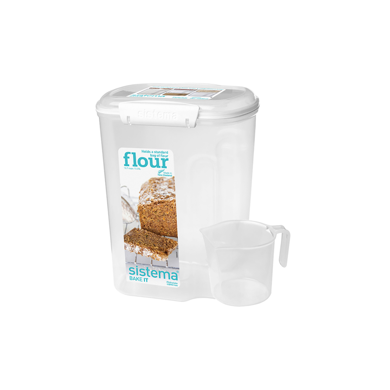 Sistema Bake It 109.9 oz Clear Flour Container With Cup 1 pk